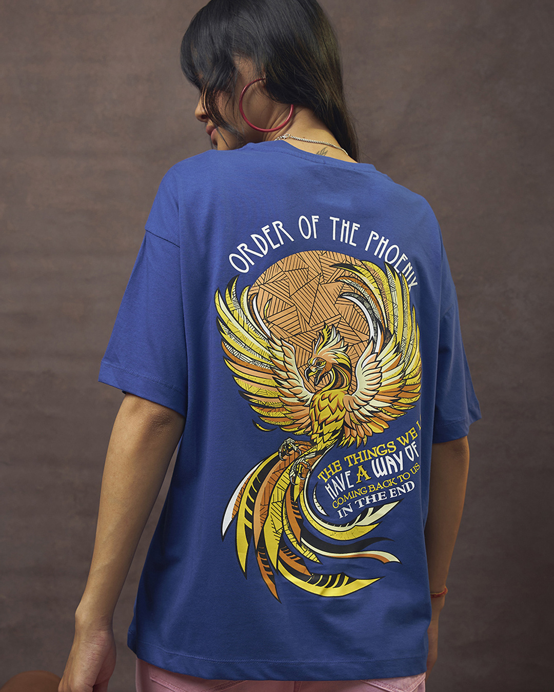 Buy Women's Blue Phoenix Fawkes Graphic Printed Oversized T-shirt ...