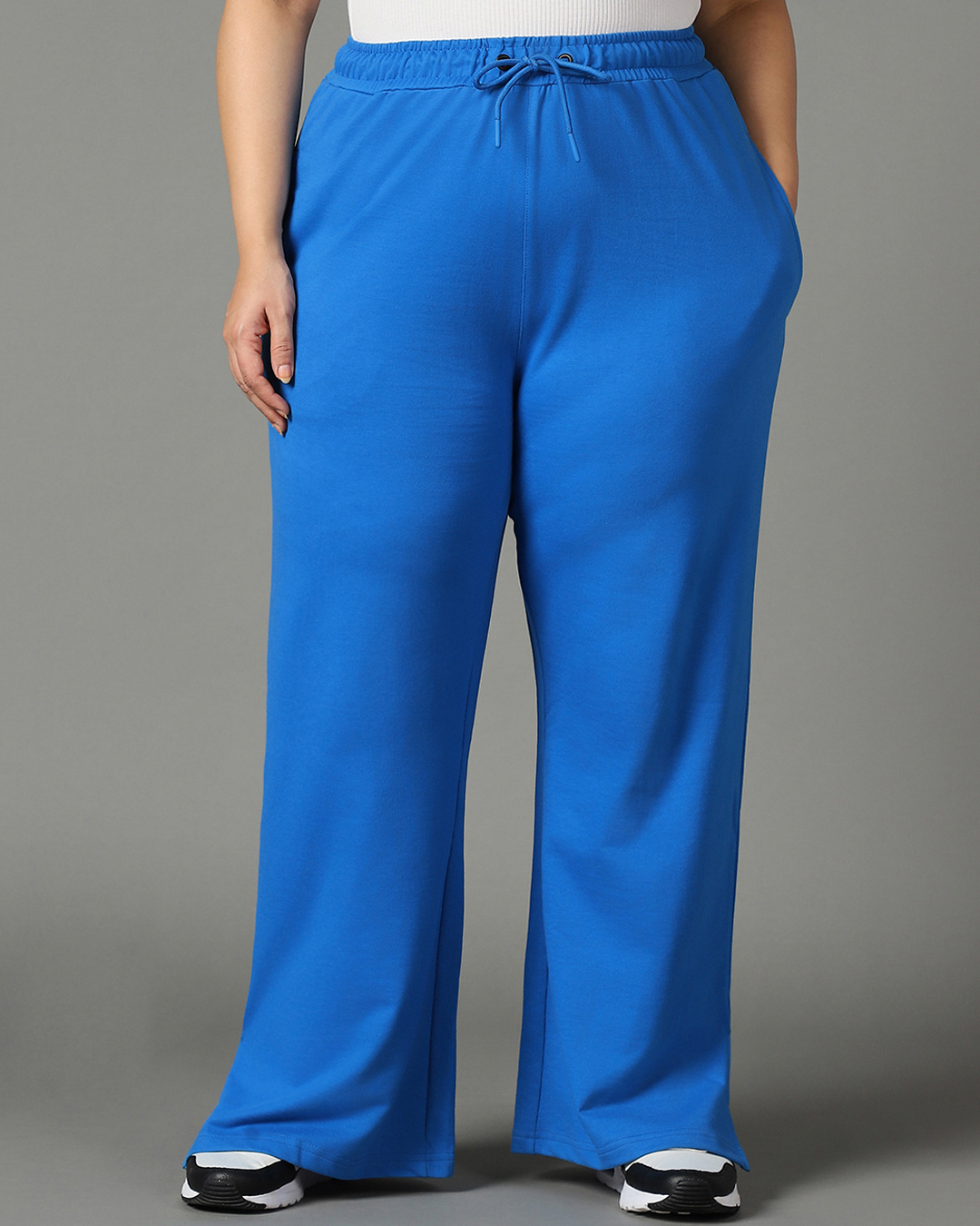 Buy Women's Blue Plus Size Flared Trousers Online at Bewakoof