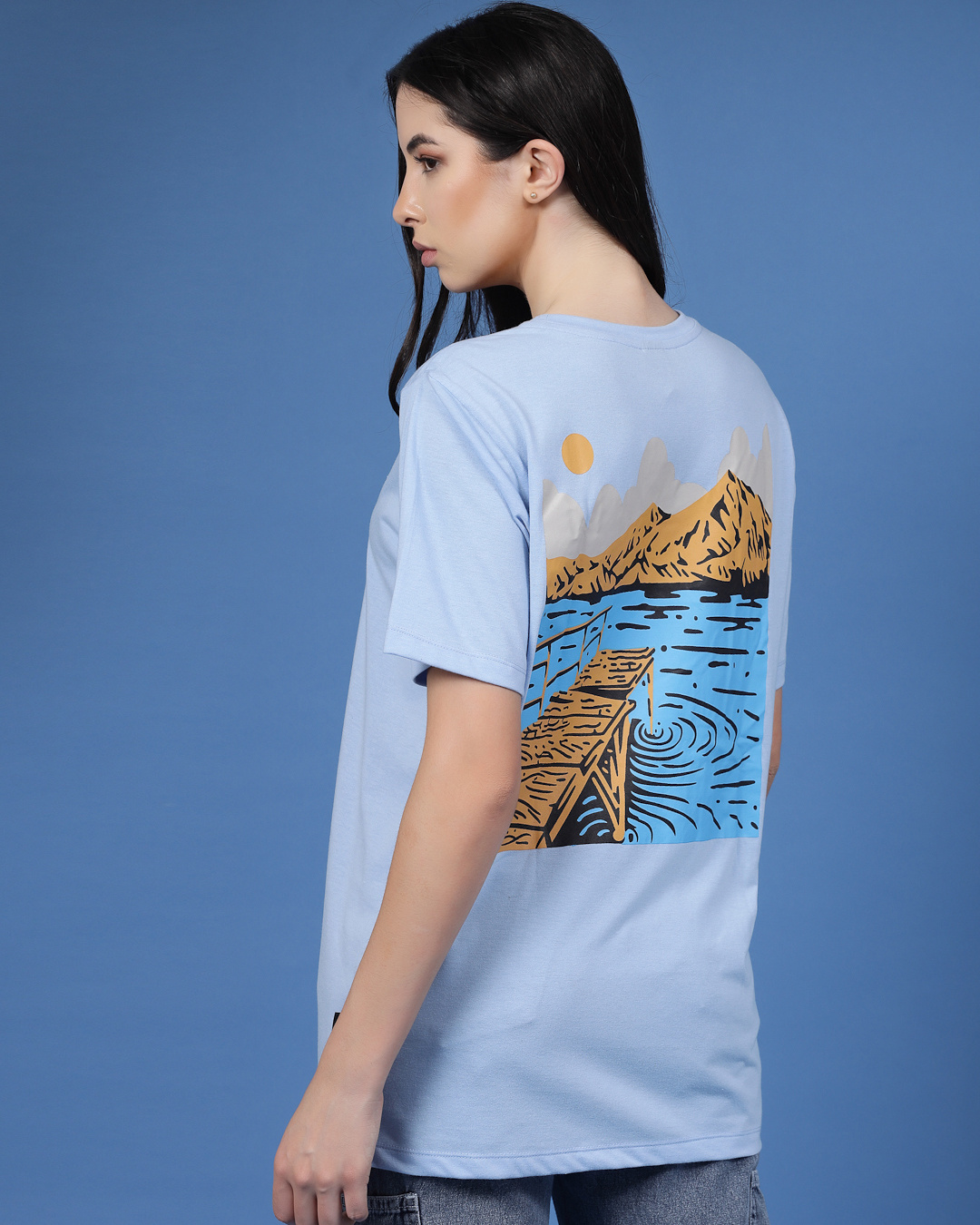 Buy Women's Blue Printed Oversized T-shirt Online at Bewakoof