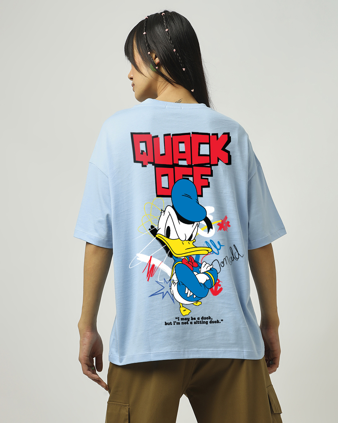 Buy Women's Blue Quack Off Graphic Printed Oversized T-shirt Online at ...