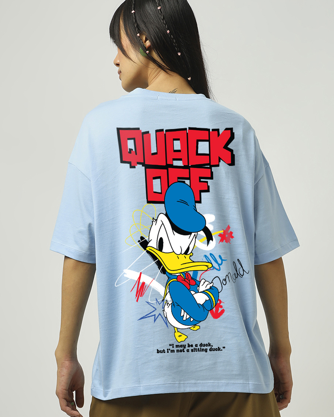 Buy Women's Blue Quack Off Graphic Printed Oversized T-shirt Online at ...