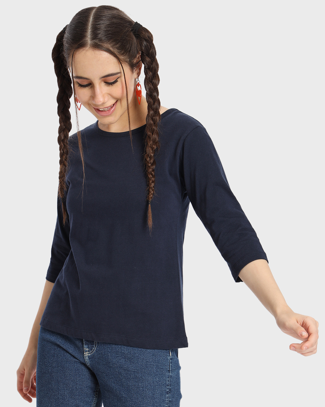 Buy Women's Blue Slim Fit T-shirt Online at Bewakoof