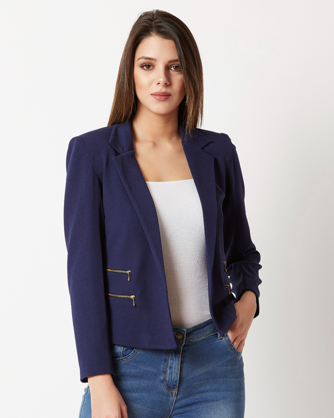 Buy Women's Blue Polyester Jacket Online at Bewakoof