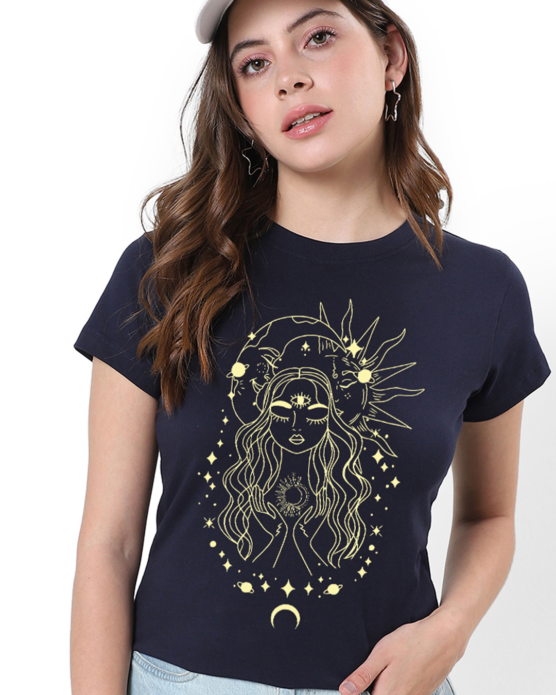 Buy Women's Blue Stardust Soul Graphic Printed T-shirt Online at Bewakoof