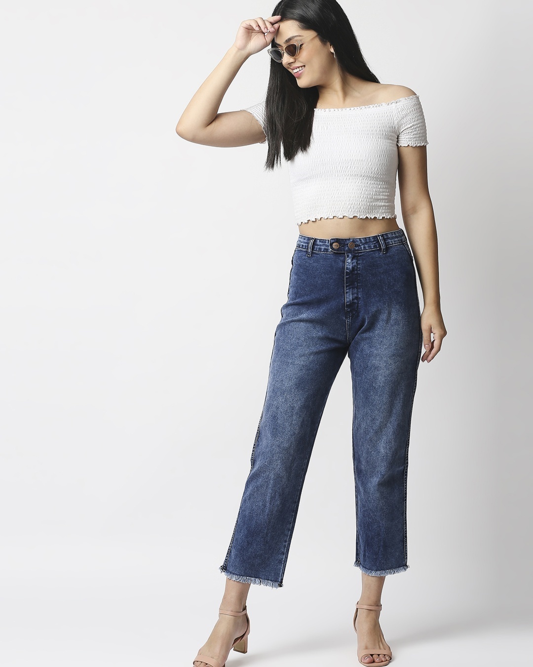 Buy Women's Blue Straight Fit High Rise Jeans Online at Bewakoof