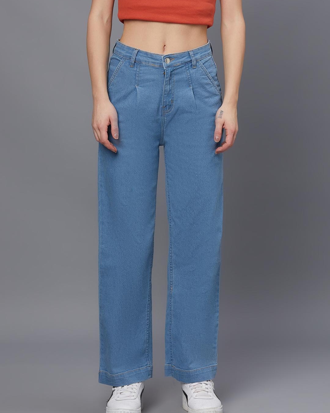 Buy Women's Blue Straight Fit Jeans Online at Bewakoof