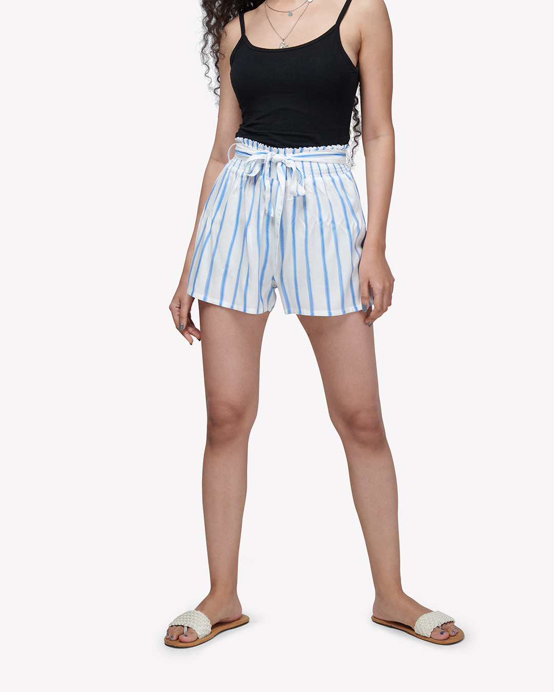 Buy Women's Blue Striped Shorts Online at Bewakoof