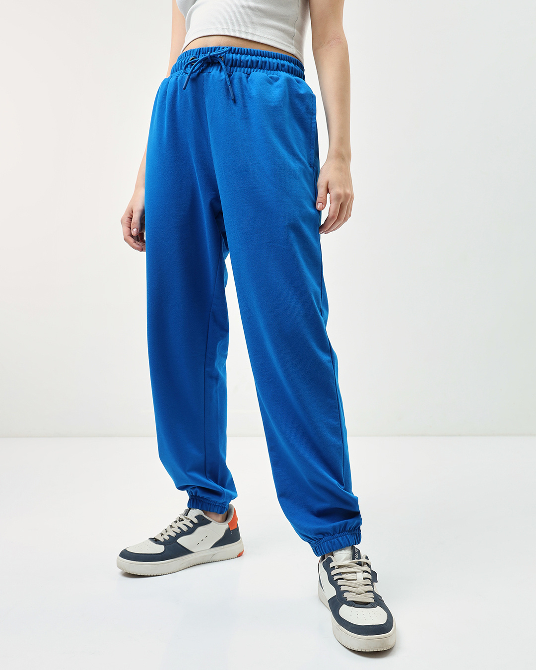 Buy Women's Blue Super Loose Fit Joggers Online at Bewakoof