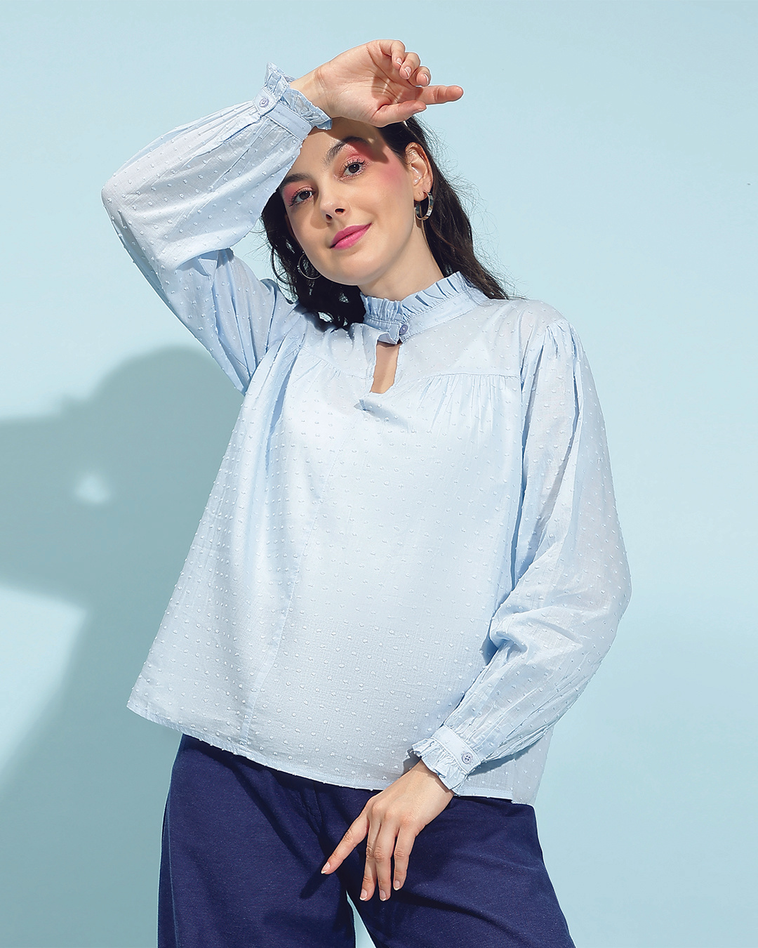 Buy Women's Blue Textured Top Online at Bewakoof