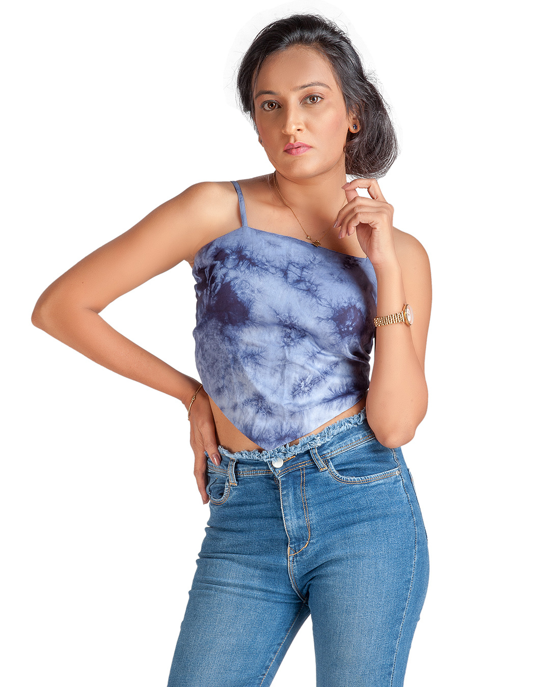 Buy Women's Blue Tie & Dye Short Top (Free Size) Online at Bewakoof