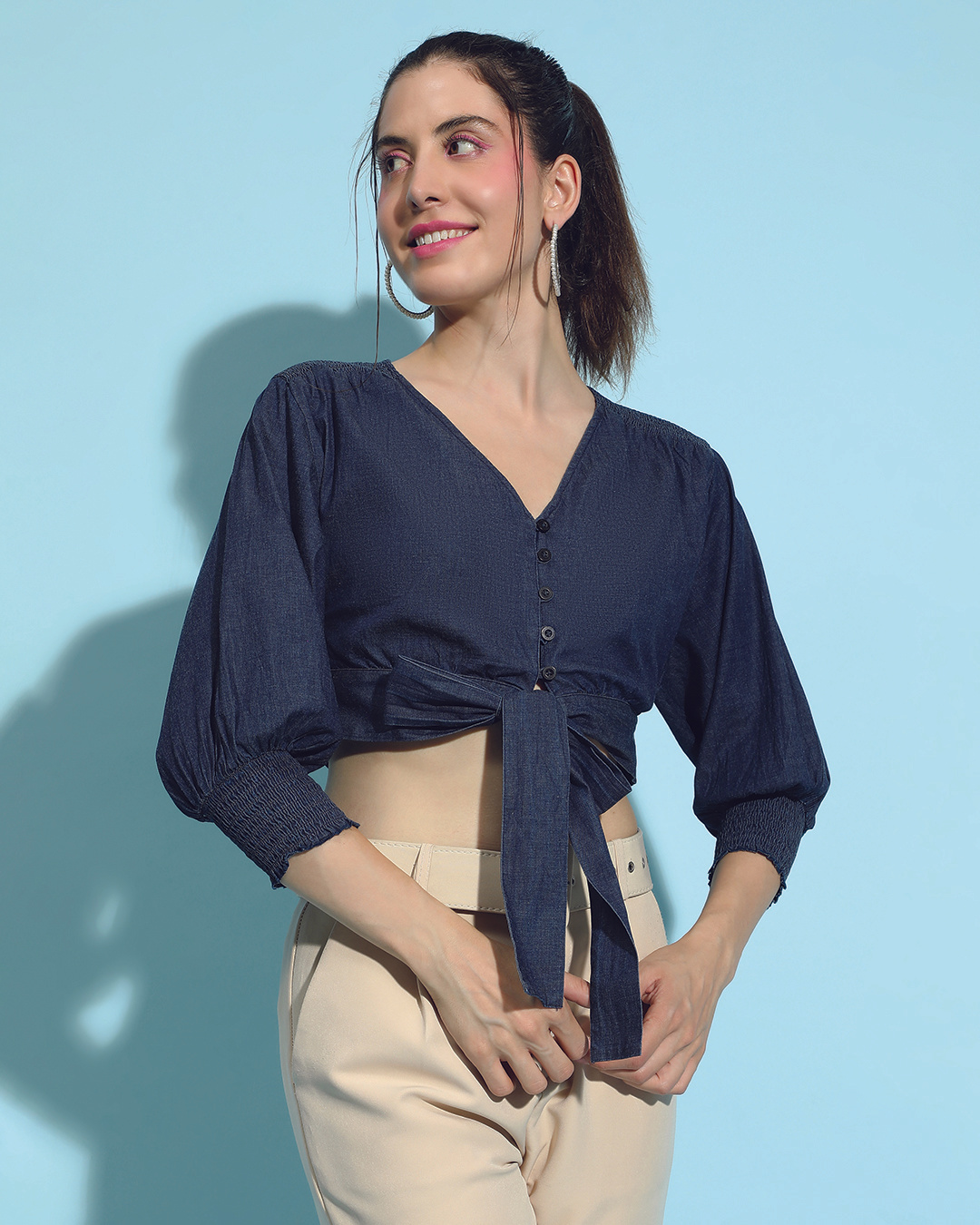 Buy Women's Blue Short Top Online at Bewakoof
