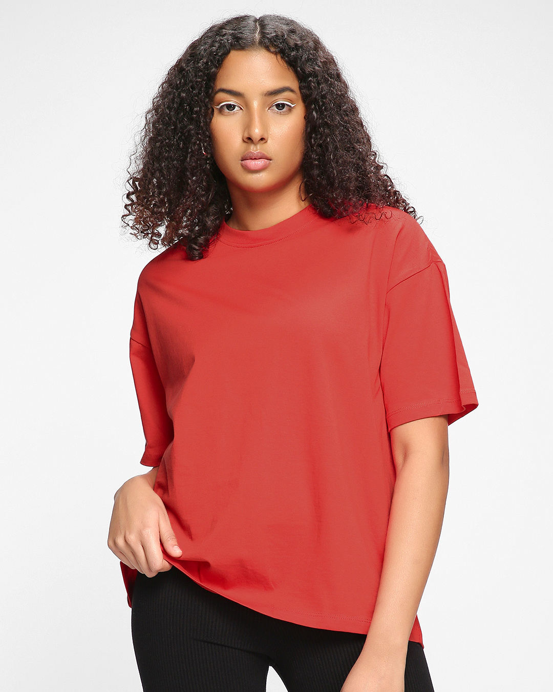 Buy Women's Red Oversized Plus Size T-shirt Online at Bewakoof