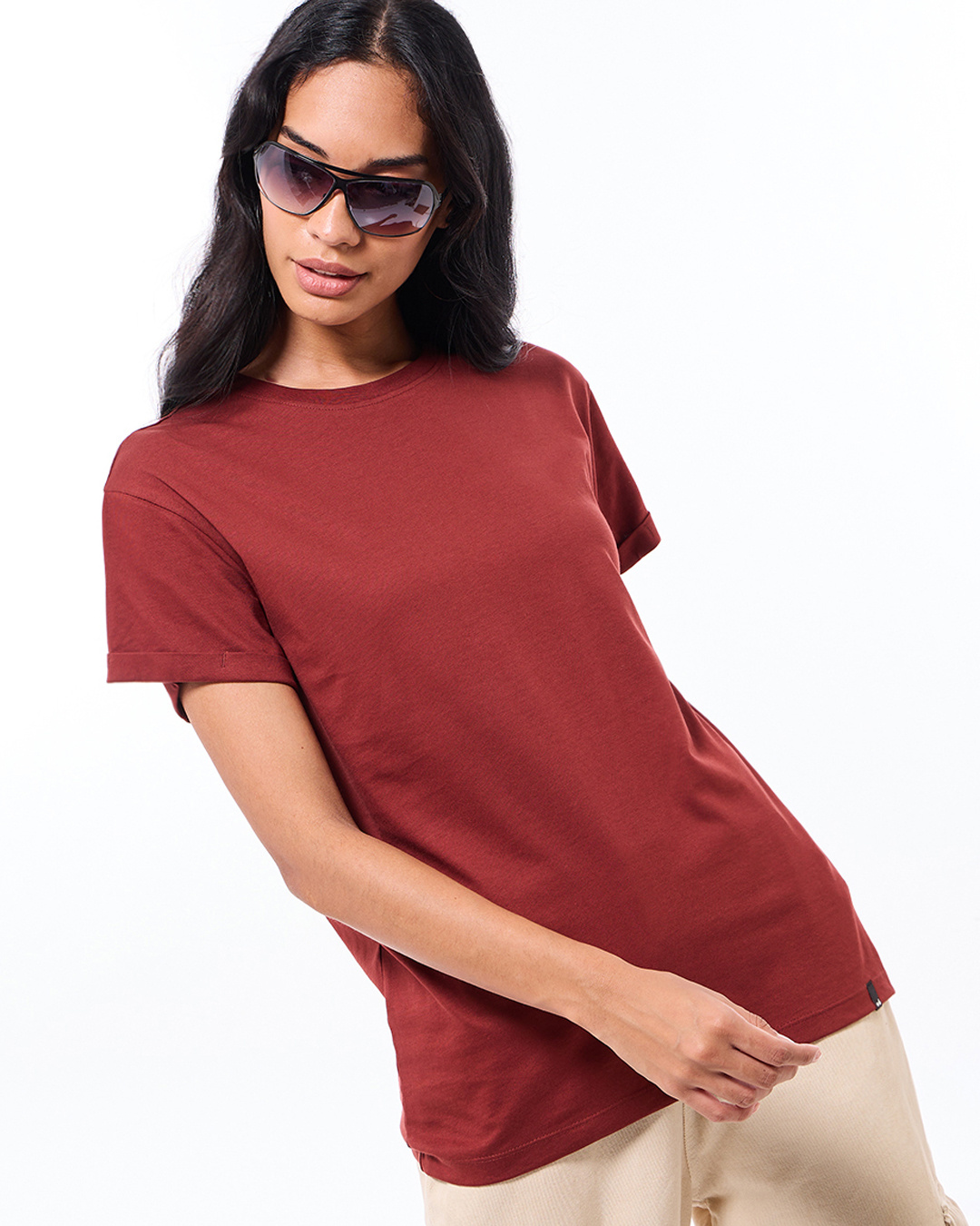 Buy Women's Brick Red Boyfriend T-shirt Online at Bewakoof