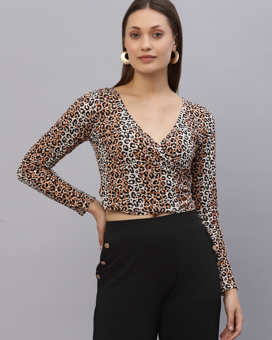Buy Women's Brown Animal Print Slim Fit Short Top Online at Bewakoof