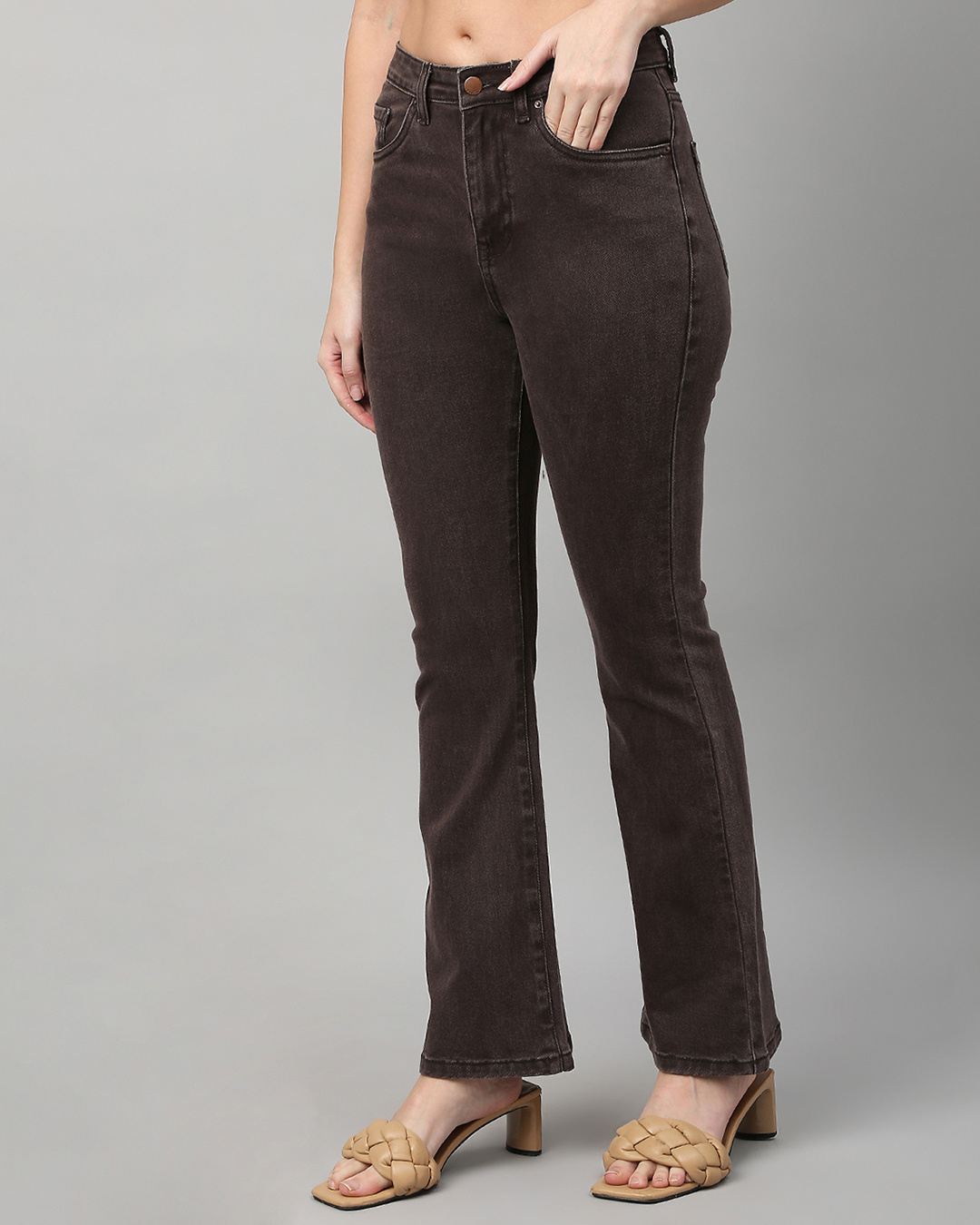 Buy Women's Brown Bootcut Jeans Online at Bewakoof