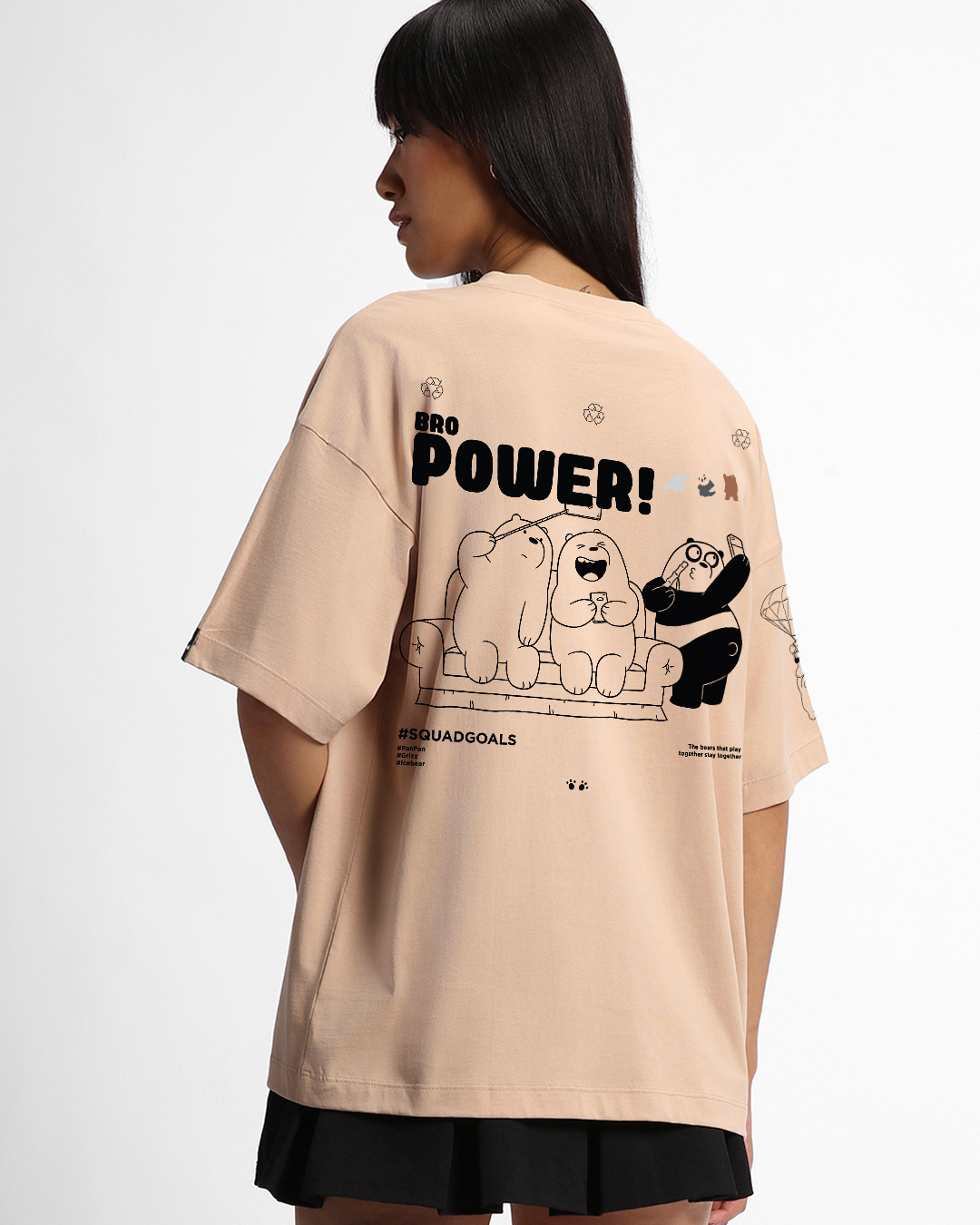 Buy Women's Brown Bro Power Graphic Printed Oversized T-shirt Online at ...