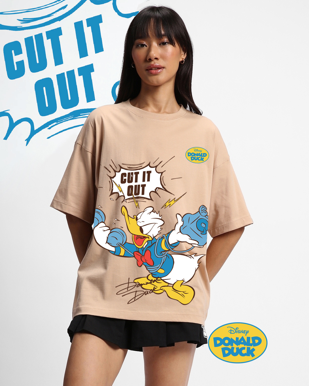 Buy Women's Brown Cut It Out Graphic Printed Oversized T-shirt Online ...