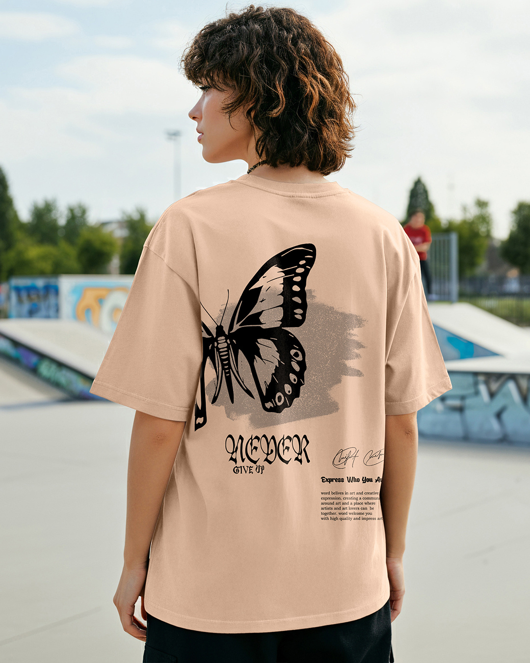 Buy Women's Brown Never Give Up Graphic Printed Oversized T-shirt ...