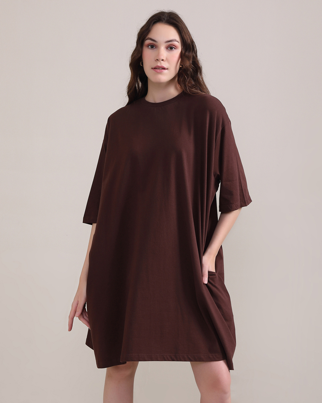 Buy Women's Brown Oversized Fit Free Size Dress Online at Bewakoof