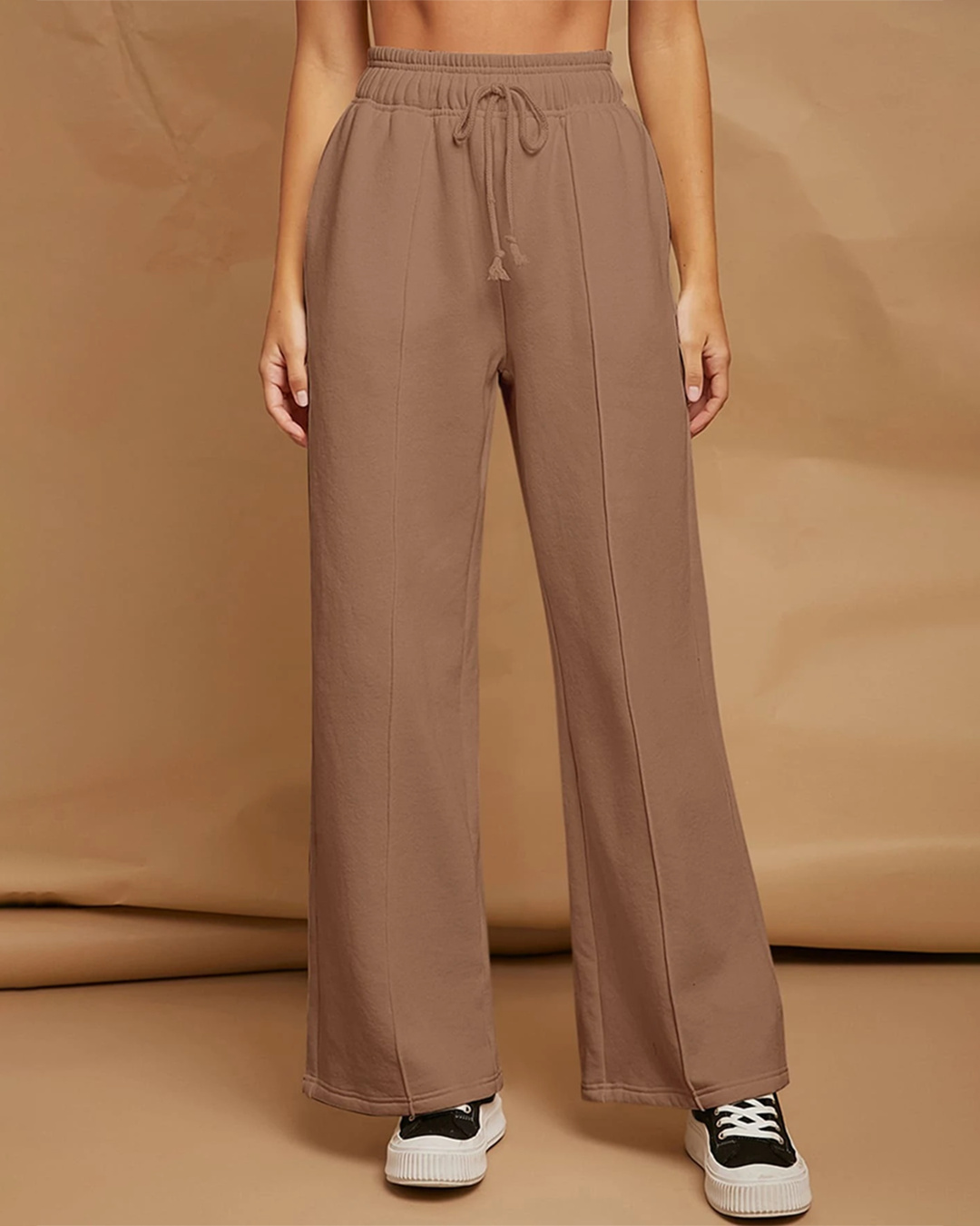 Buy Women's Brown Oversized Pleated Wide Leg Korean Pants Online at ...