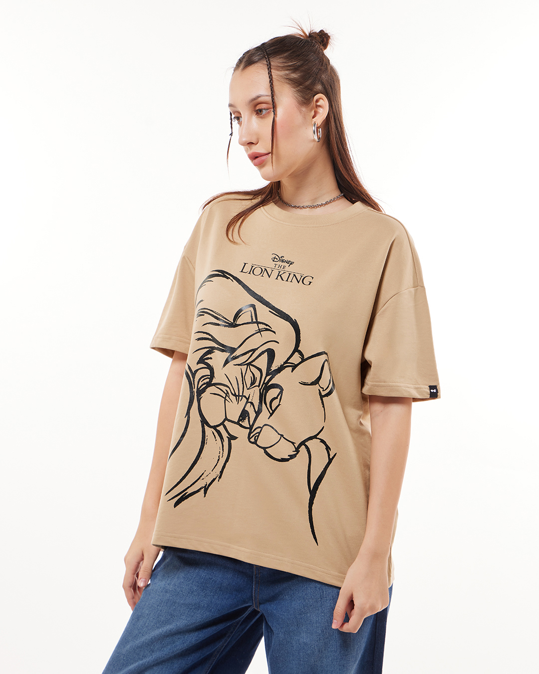 Buy Women's Brown Simba Legacy Graphic Printed Oversized T-shirt Online ...