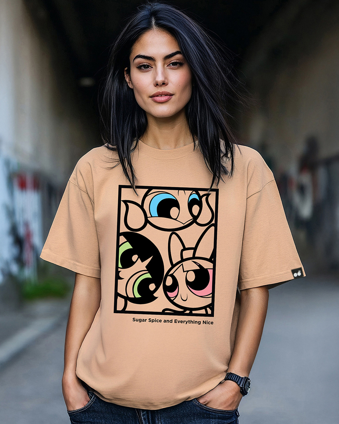 Buy Women's Brown Sugar Spice Everything Nice Graphic Printed Oversized T-shirt Online at Bewakoof