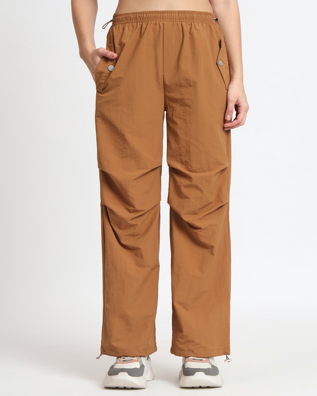 Buy Women's Brown Tapered Fit Parachute Pants Online at Bewakoof