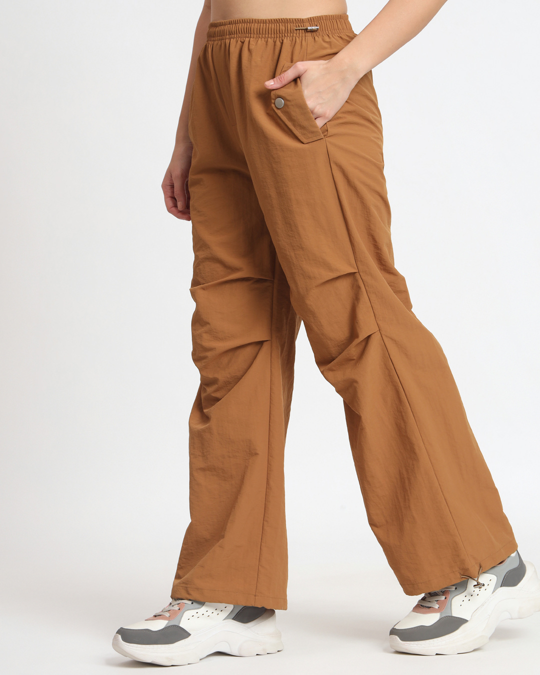 Buy Women's Brown Tapered Fit Parachute Pants Online at Bewakoof
