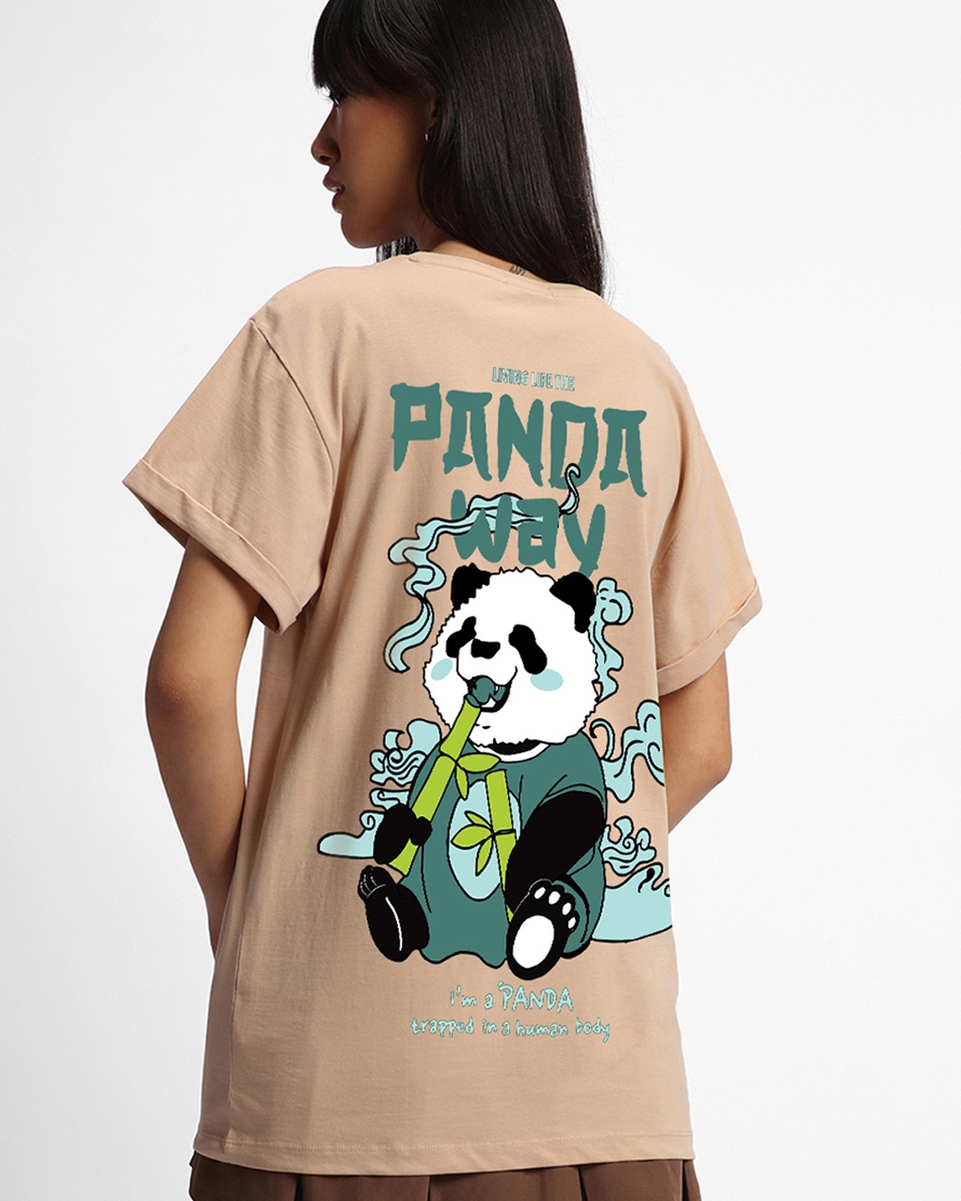 Buy Women's Brown The Panda Way Graphic Printed Boyfriend T-shirt ...