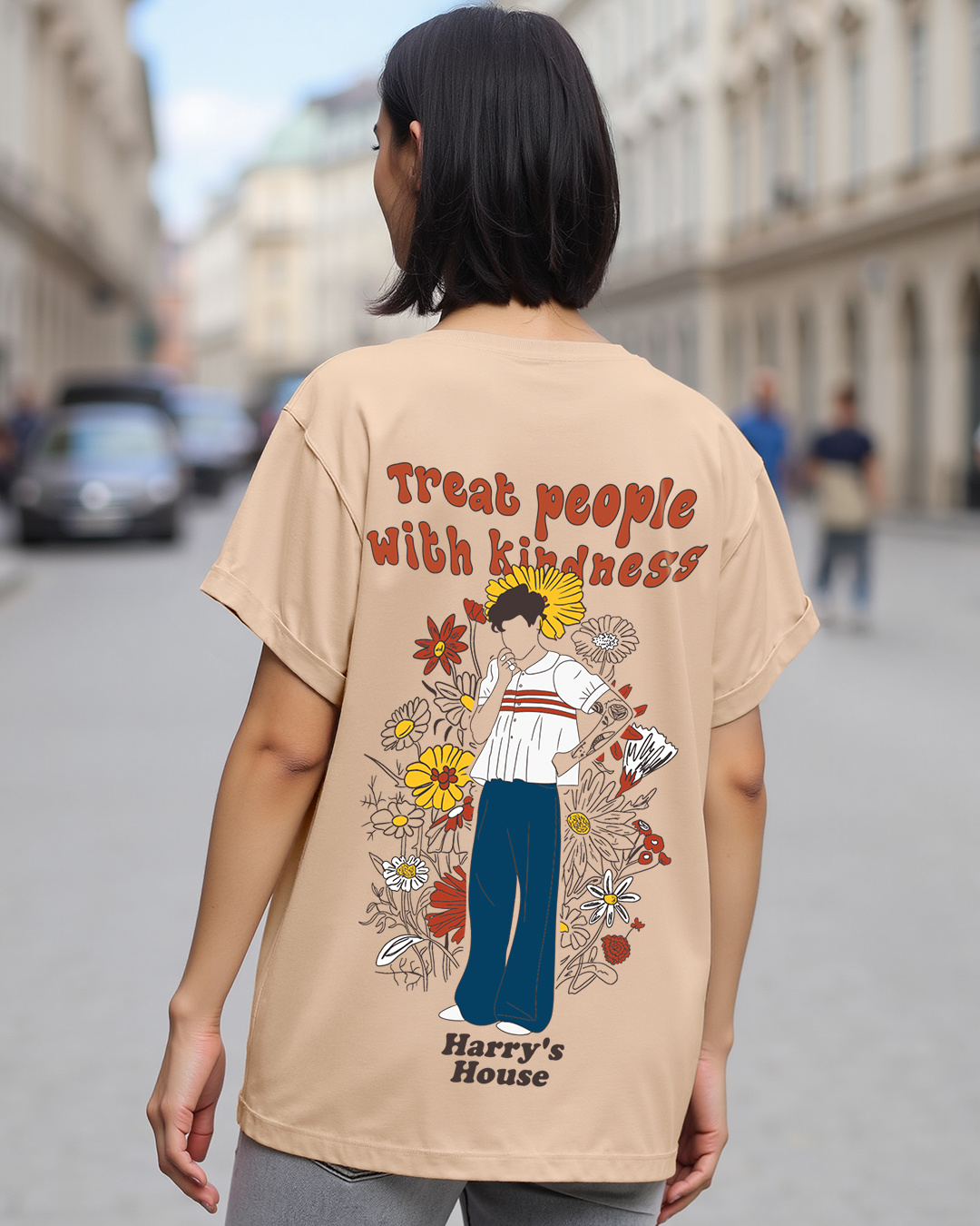 Buy Women's Brown Treat People With Kindness Graphic Printed Boyfriend ...
