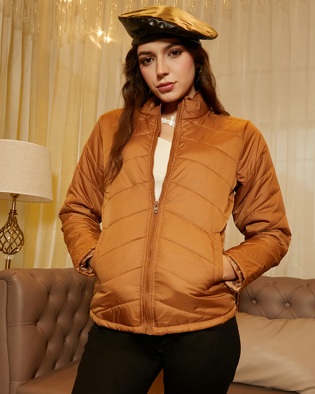 Buy Women's Brown Zipper Jacket Online at Bewakoof