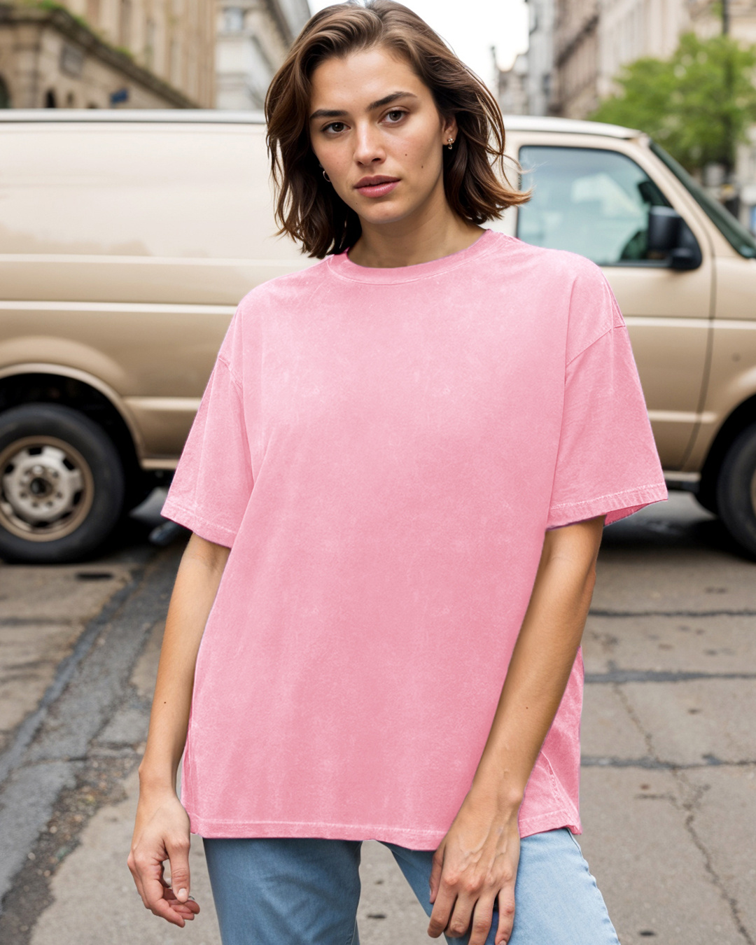 Buy Women's Bubblegum Pink Oversized Acid Wash T-shirt Online at Bewakoof