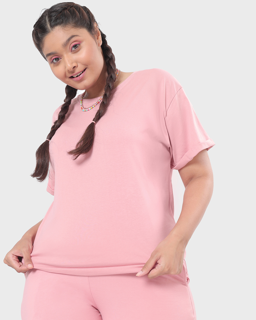 Buy Women's Cheeky Pink Boyfriend Plus Size T-shirt Online at Bewakoof