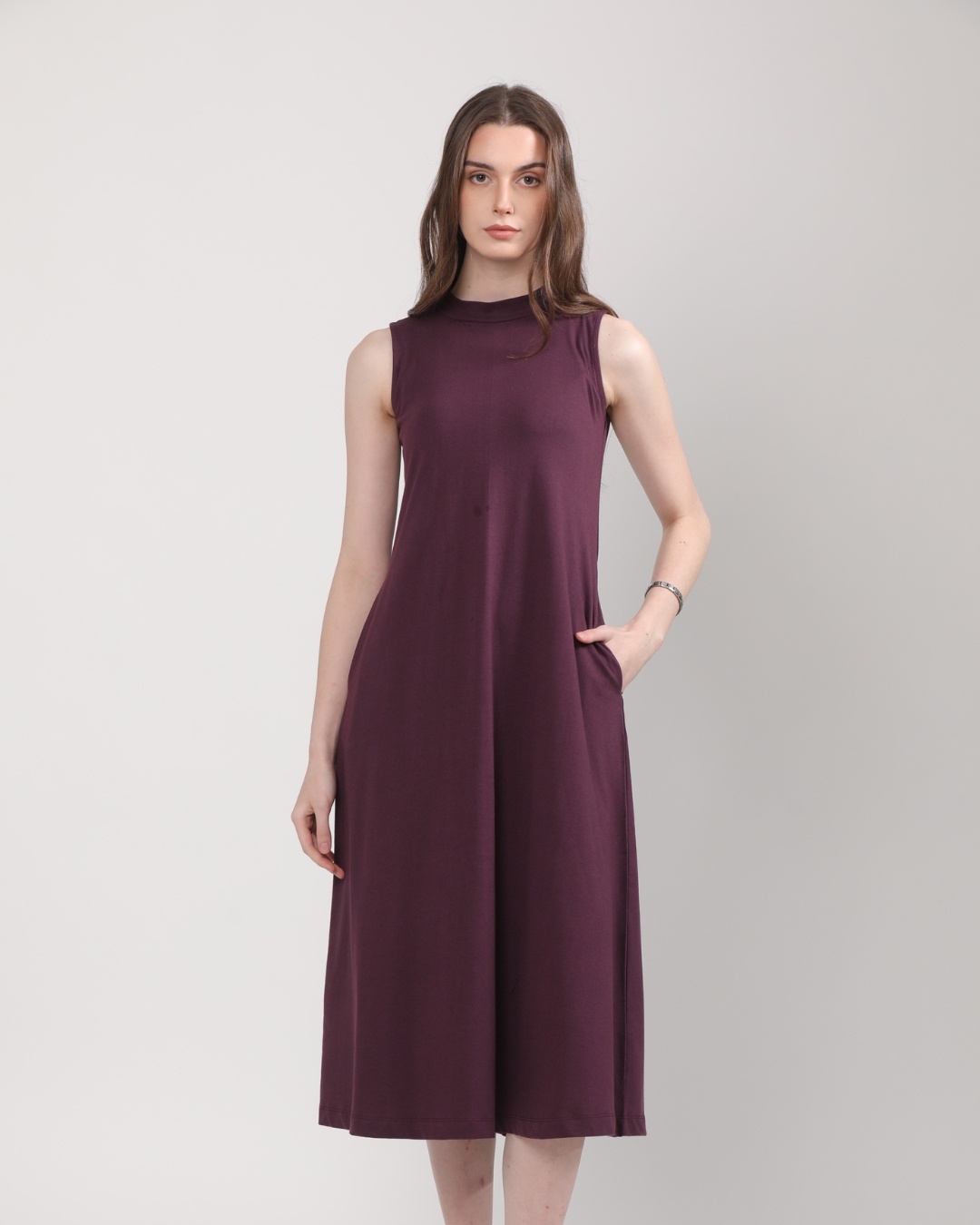 Buy Women's Cherry Berry Maroon Loose Fit A-Line Dress Online at Bewakoof