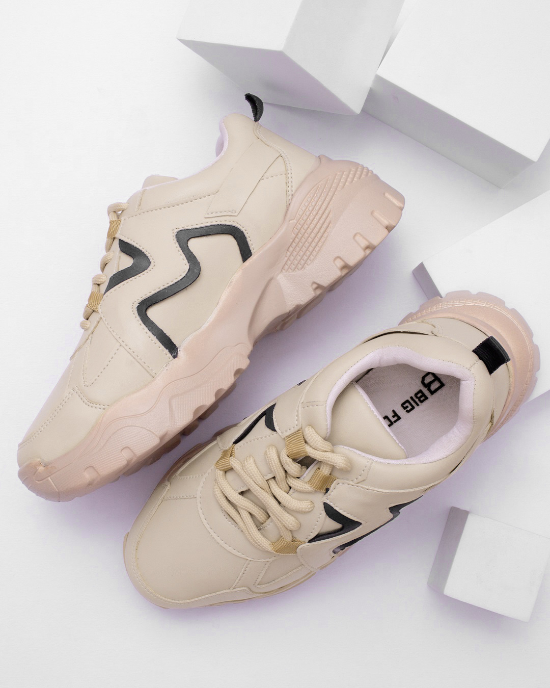 Buy Women's Cream Fab-2 Retro Chunky Sneakers Online in India at Bewakoof