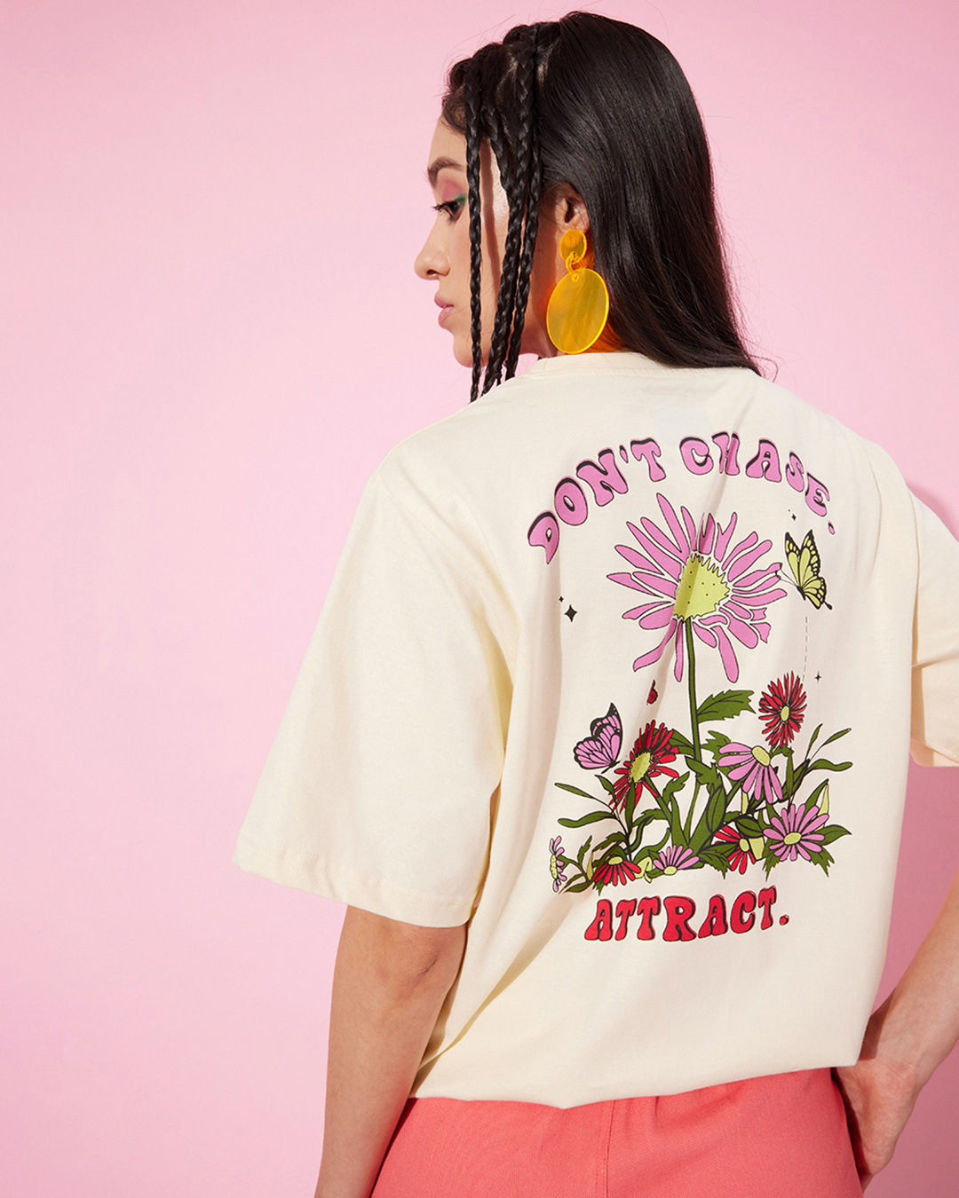 Buy Women's Cream Graphic Printed Oversized T-shirt Online at Bewakoof