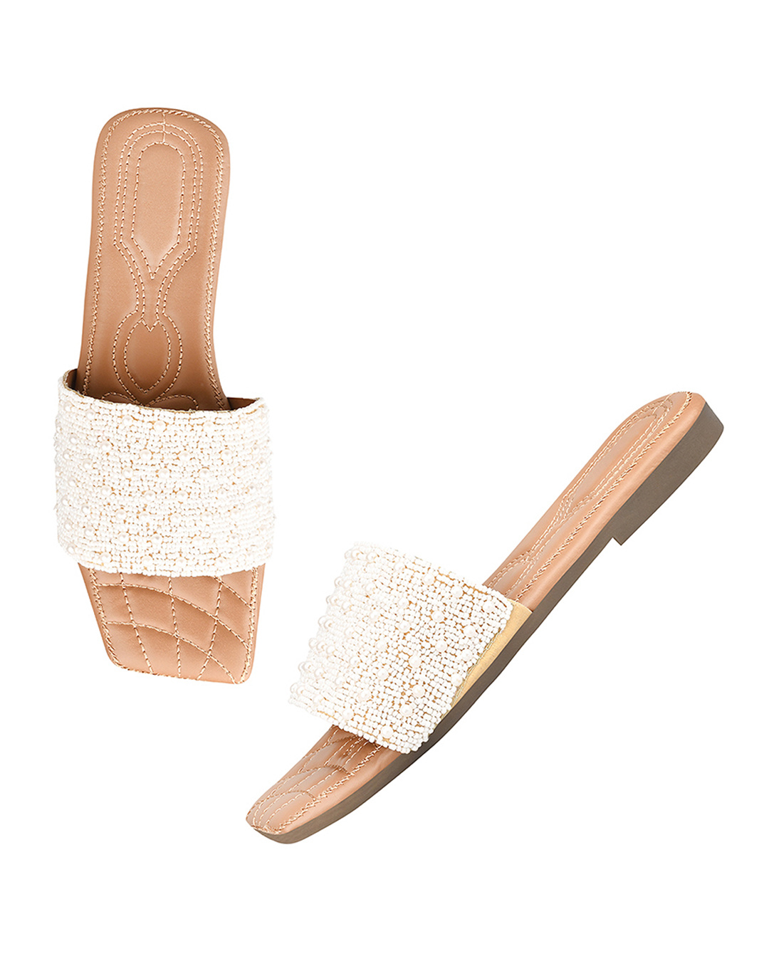 Buy Women's Cream Whipped Embellished Flats Online in India at Bewakoof