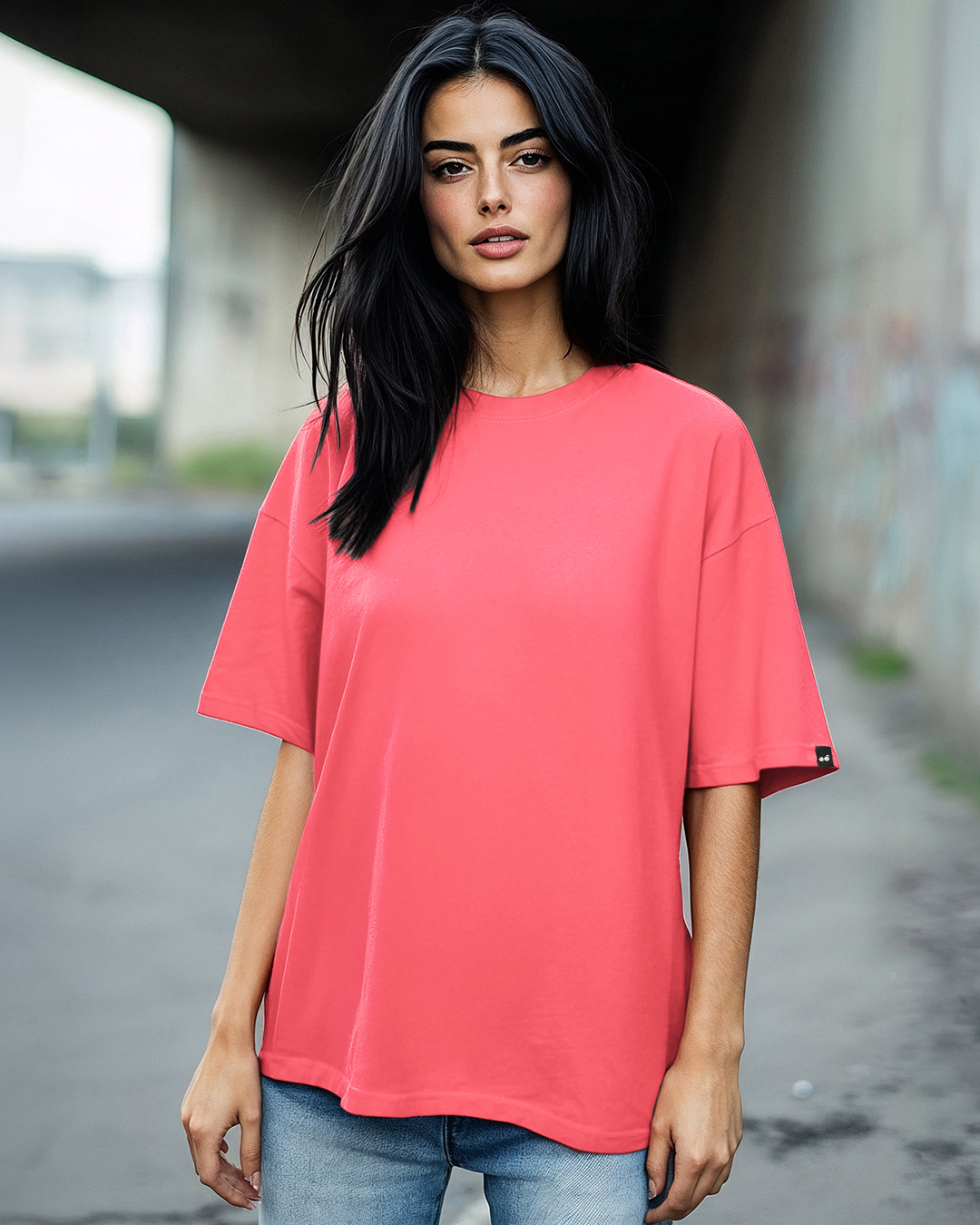 Buy Women's Deep Sea Coral Oversized T-shirt Online at Bewakoof