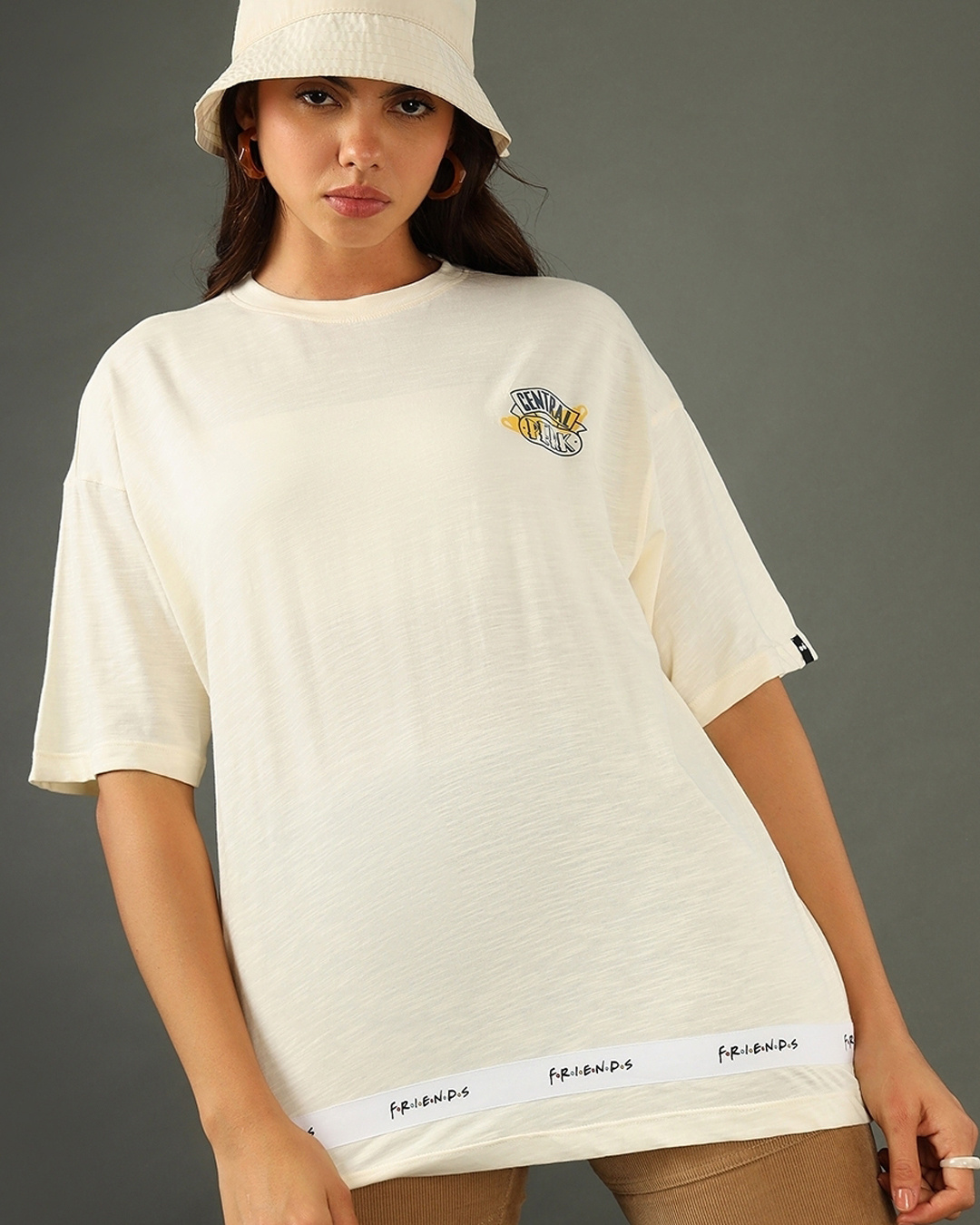 Buy Women's Gardenia Friends Tape Graphic Printed Oversized T-shirt Online at Bewakoof