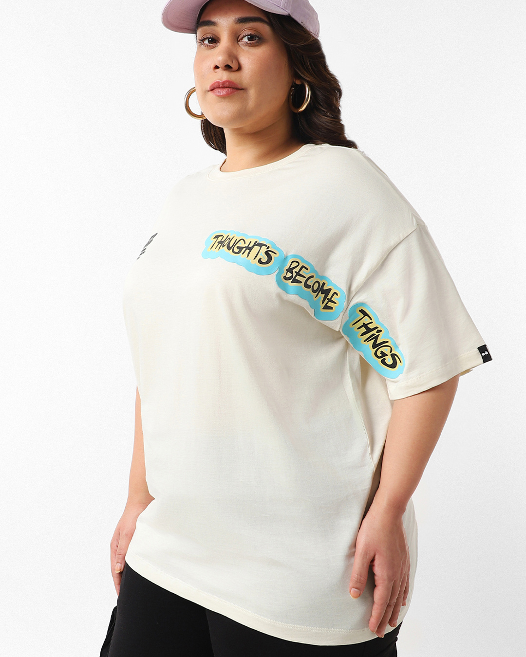 Buy Women's Gardenia Typography Oversized Plus Size T-shirt Online at Bewakoof