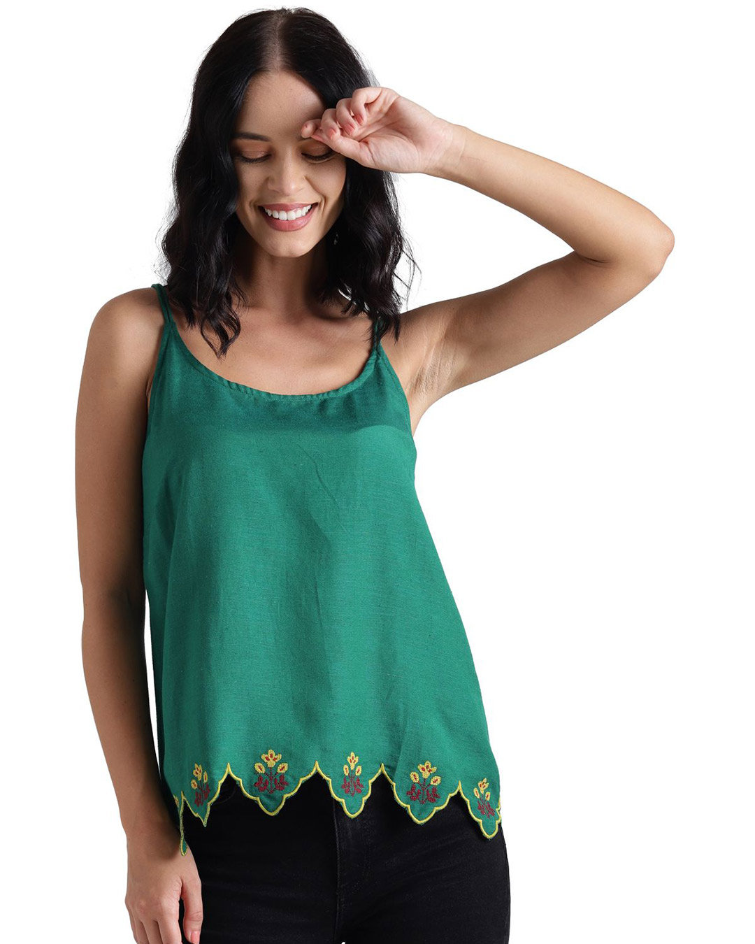 Buy Women's Green Abstract Sleeveless Top Online at Bewakoof
