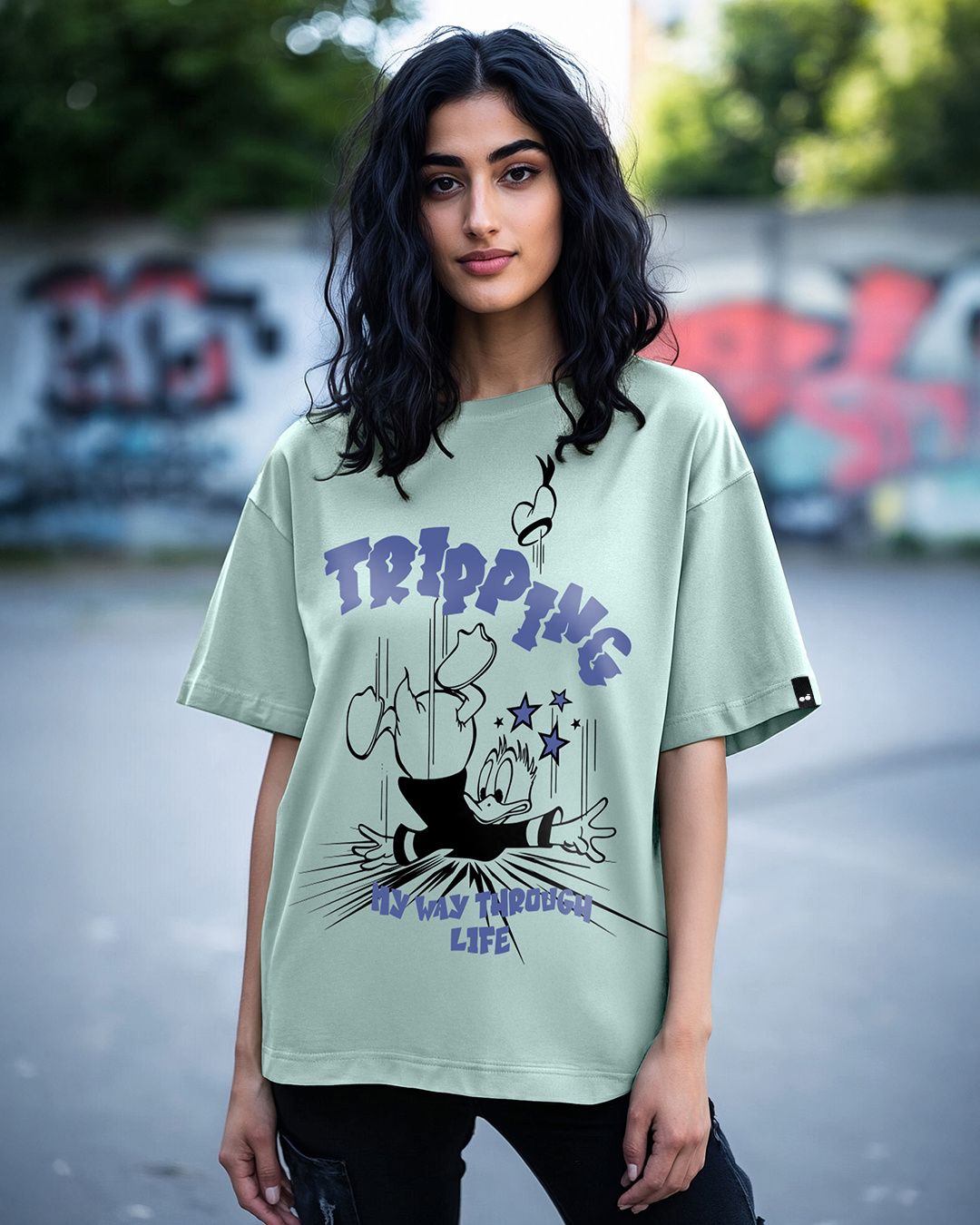 Buy Women's Green Bad Girls have more Fun Graphic Printed Oversized T ...