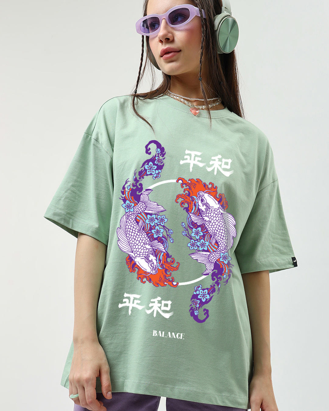 Buy Women's Green Balance Graphic Printed Oversized T-shirt Online at ...