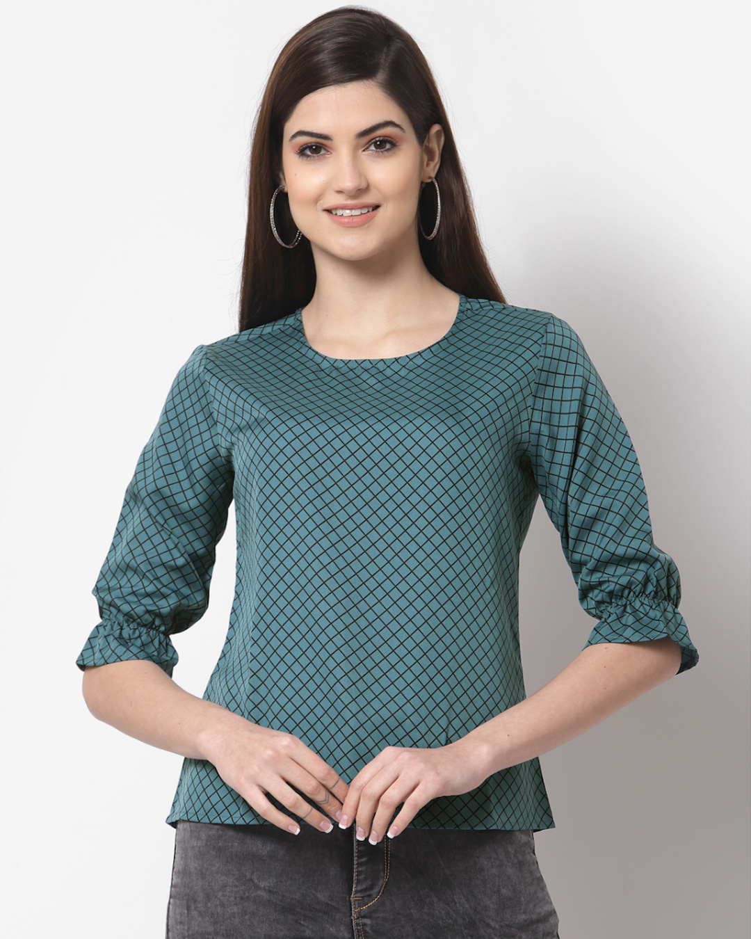 Buy Women's Green Checked Top Online at Bewakoof