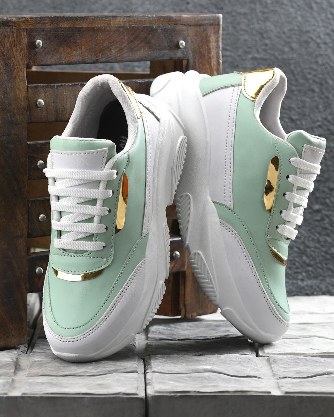 Buy Women's Green Color Block Sneakers Online in India at Bewakoof