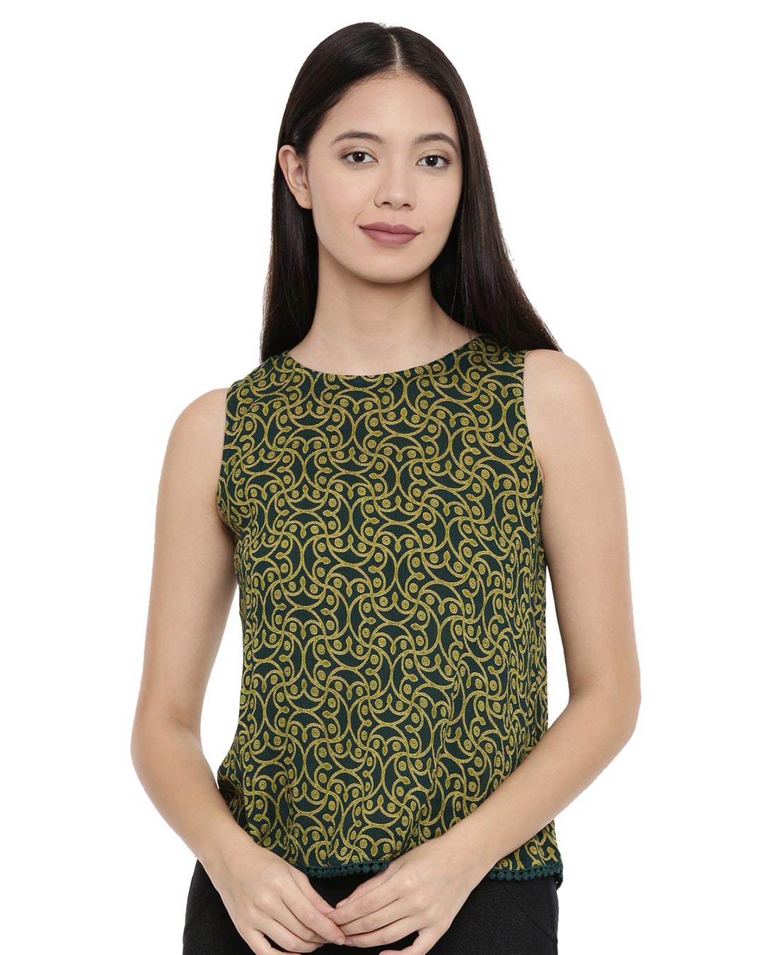 Buy Women's Green Floral Print Sleeveless Top Online at Bewakoof