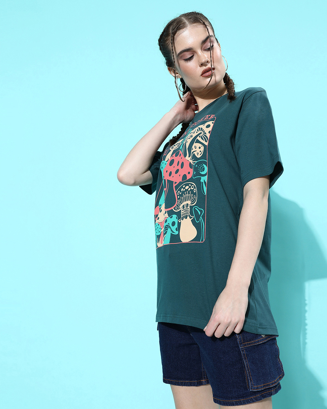 Buy Womens Green Graphic Printed Oversized T Shirt Online At Bewakoof