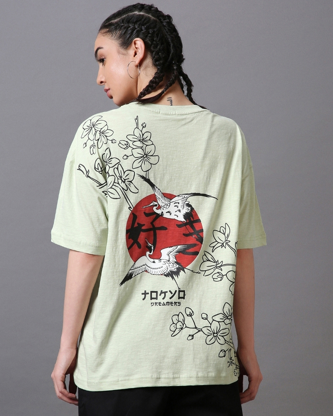 Buy Women's Green Mavis Graphic Printed Oversized T-shirt Online at ...