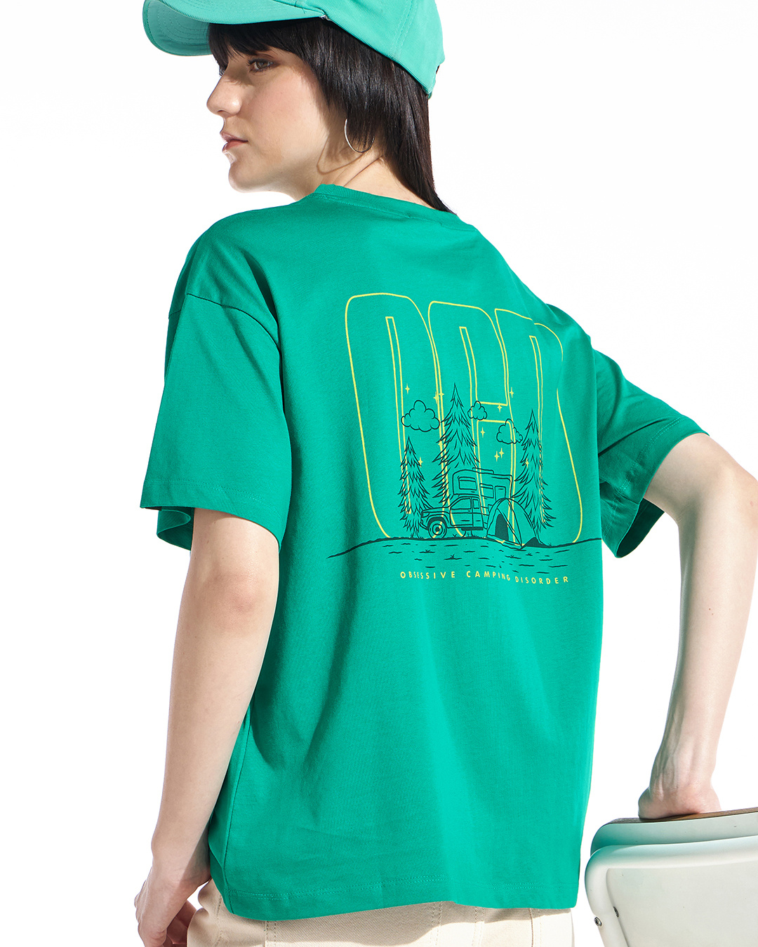 Buy Women's Green OCD Graphic Printed Oversized T-shirt Online at Bewakoof