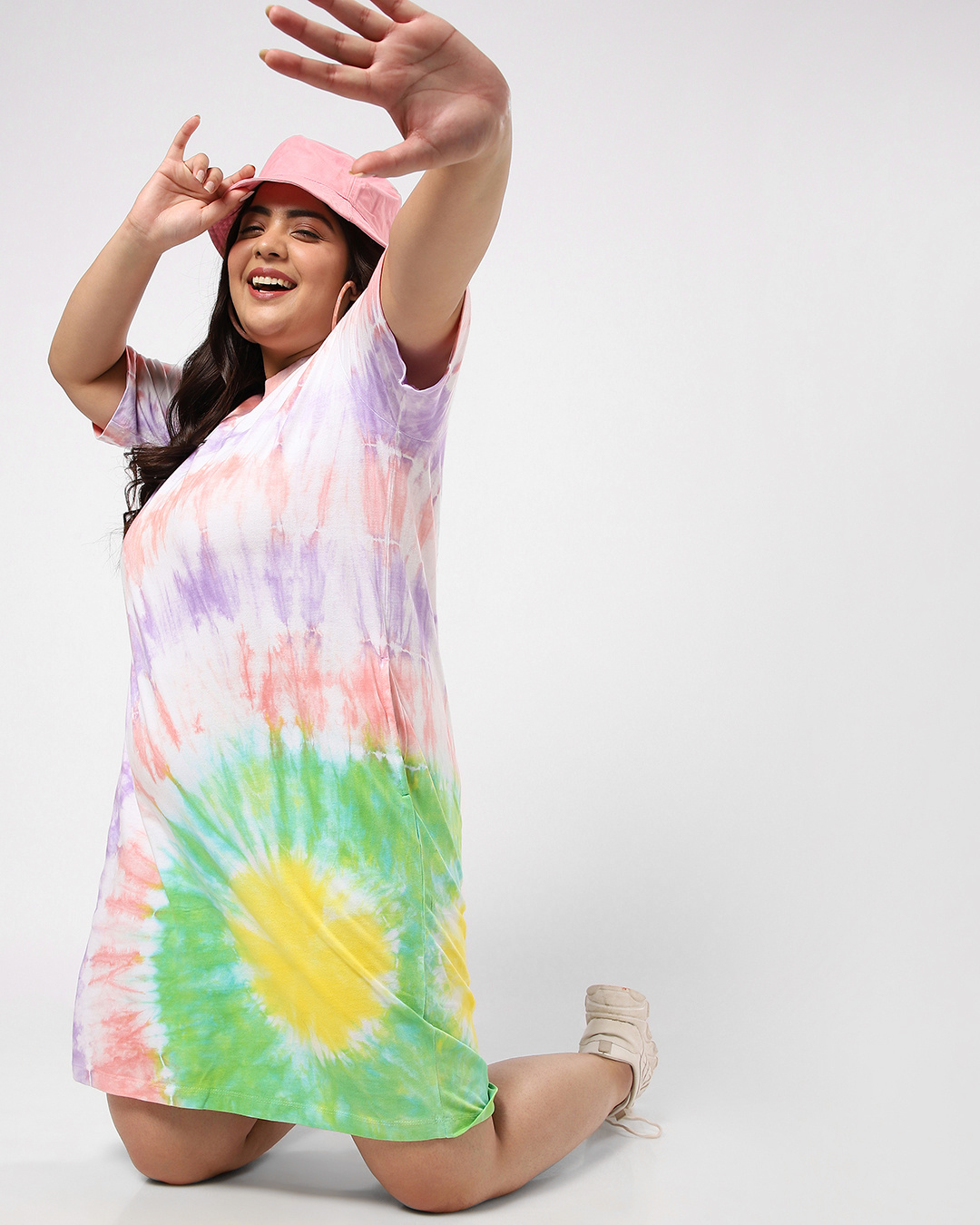 Buy Women's Green & Pink Plus Size Oversized Dress Online at Bewakoof